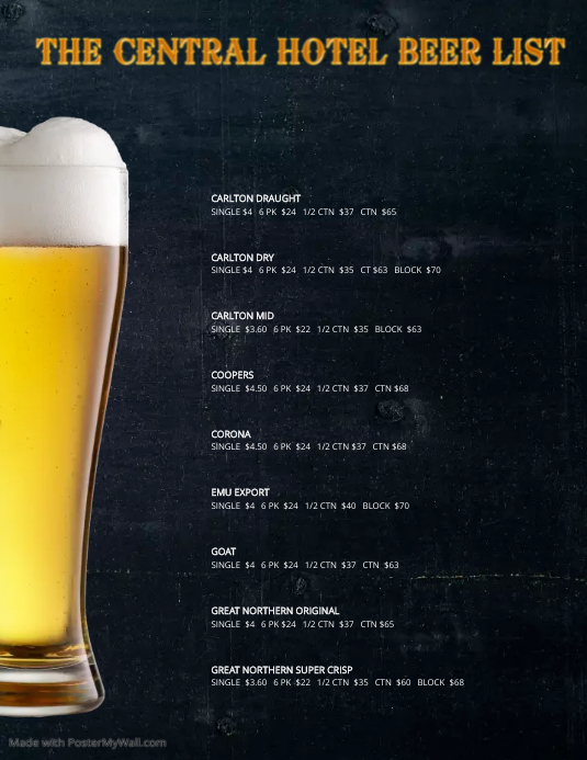 Beer List | PosterMyWall
