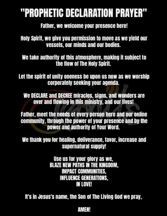prophetic declaration prayer | PosterMyWall