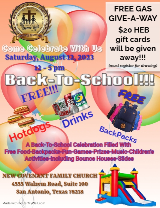 New Covenant Family Church 2023 Back to School Celebration | PosterMyWall
