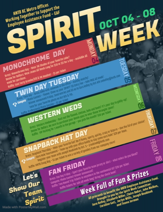 Spirit Week Summary | PosterMyWall