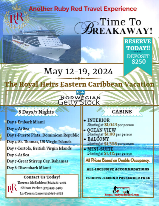Ruby Red Travel-The Royal Heirs Eastern Caribbean Vacation 2024 (12.12.23) | PosterMyWall
