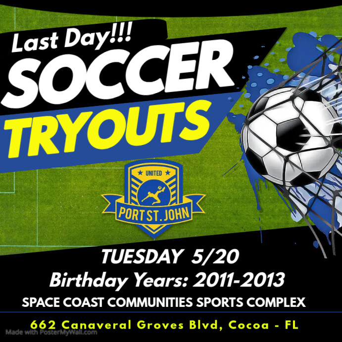 Soccer Tryouts | PosterMyWall
