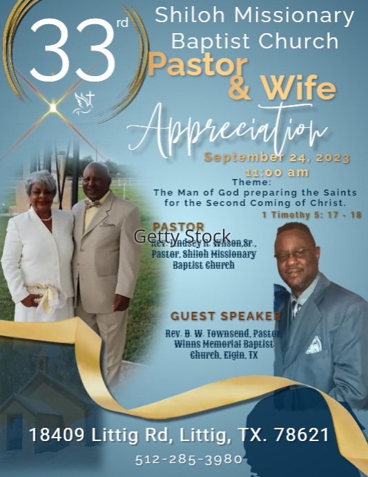 Shiloh Pastor and Wife 2023 | PosterMyWall