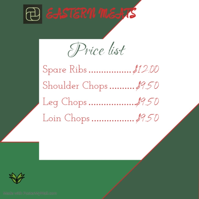 Copy of Copy of Price List | PosterMyWall