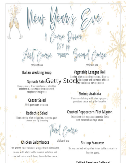 Copy of New Years Eve 2023 Dinner Menu Victoria's | PosterMyWall