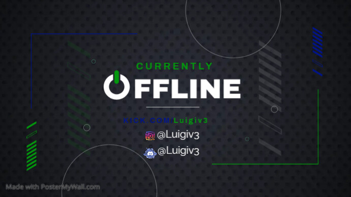 Black and Neon Green Offline Twitch Banner | PosterMyWall