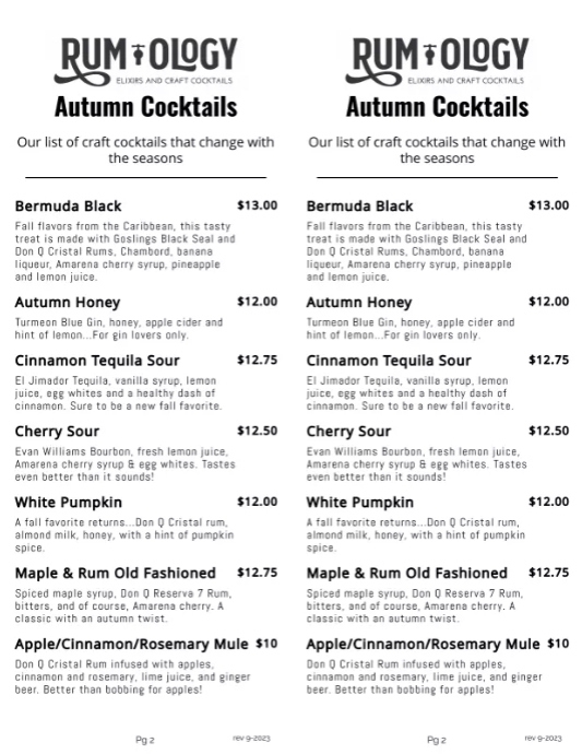 Fall Menu x2 2023 | PosterMyWall