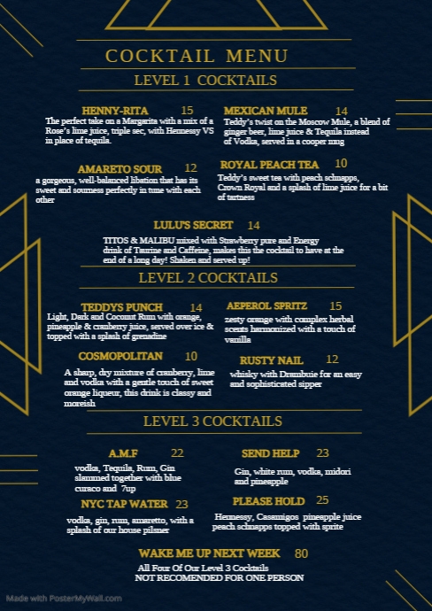 Copy of Modern elegant cocktail menu template | PosterMyWall