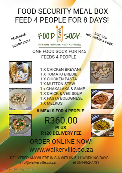 FOOD SOCK 8 DAY FOOD SECURITY MEAL BOX A3 REVISED | PosterMyWall