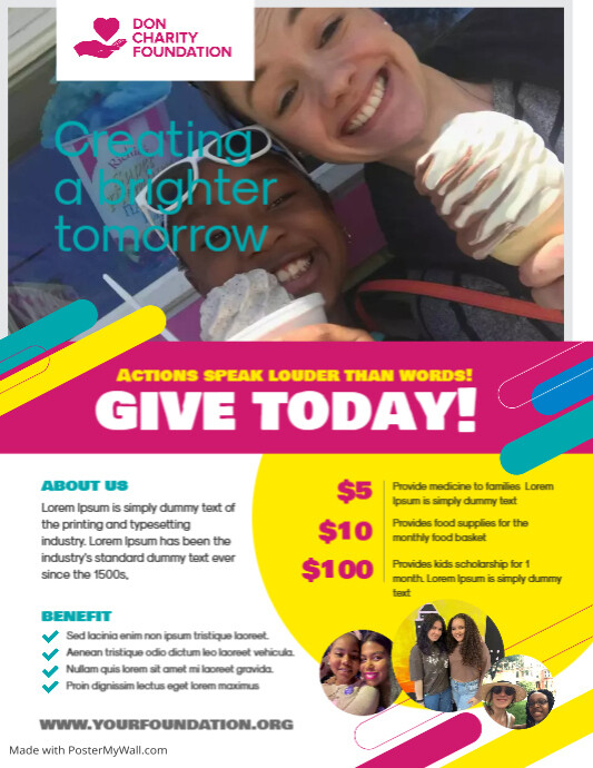 Charity Donation Flyer Poster Template | PosterMyWall