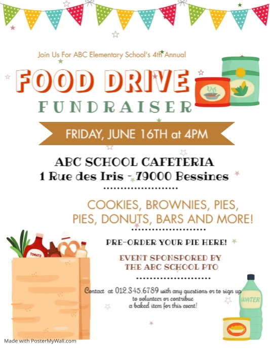 Food Drive flyer Fundraiser | PosterMyWall