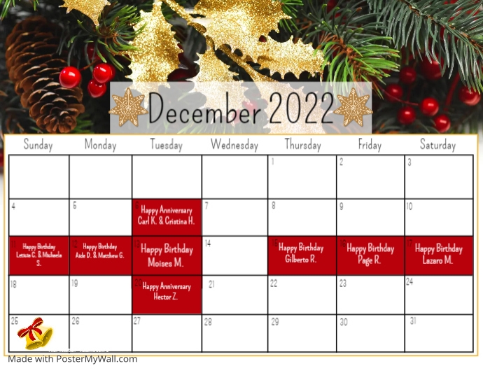 December 2022 Calendar | PosterMyWall