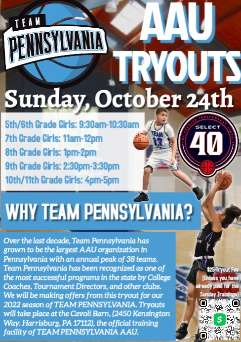 TEAM PENNSYLVANIA AAU TRYOUTS | PosterMyWall