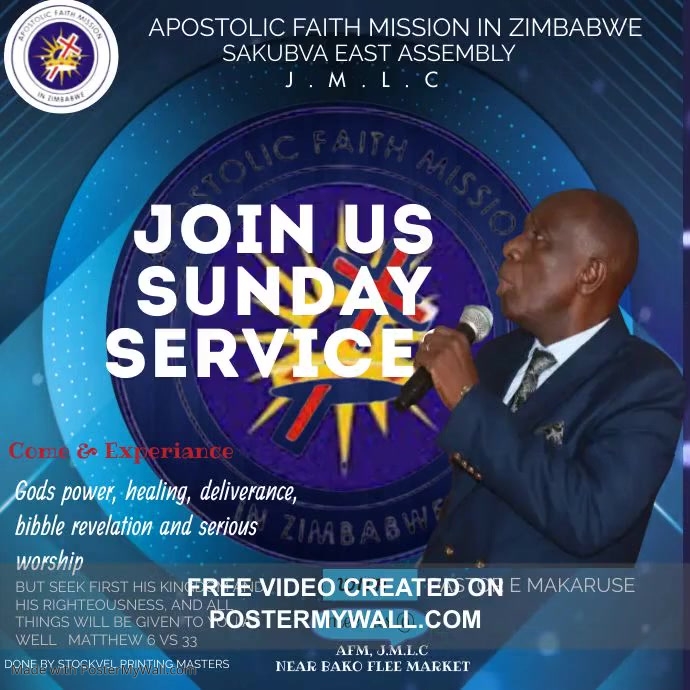 Blue Sunday Service Invite Slideshow | PosterMyWall