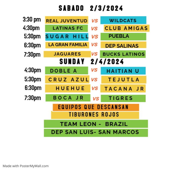 Copy of Copy of SOCCER FIXTURES SCHEDULE (1) | PosterMyWall