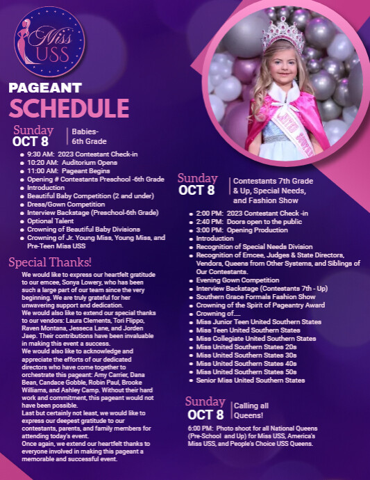 2023 Tentative Schedule (2) | PosterMyWall