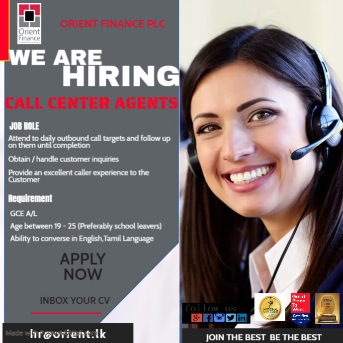 call center hiring instagram post | PosterMyWall