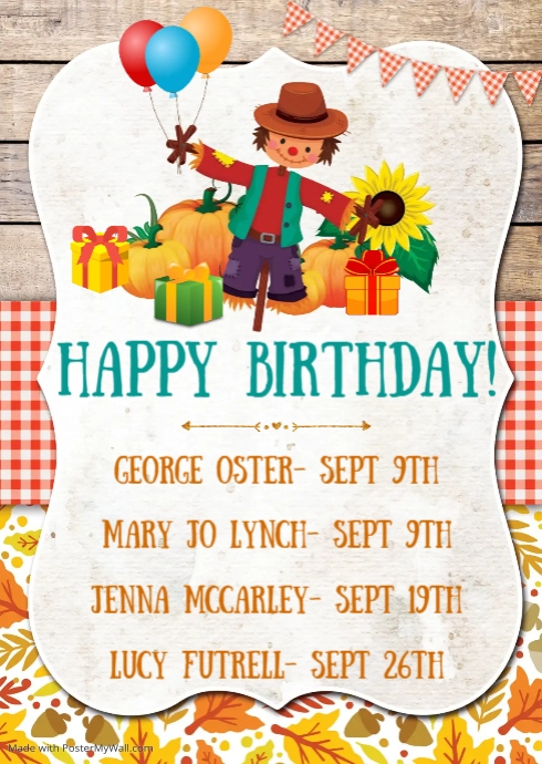 Copy of Scarecrow fall birthday party invitation | PosterMyWall