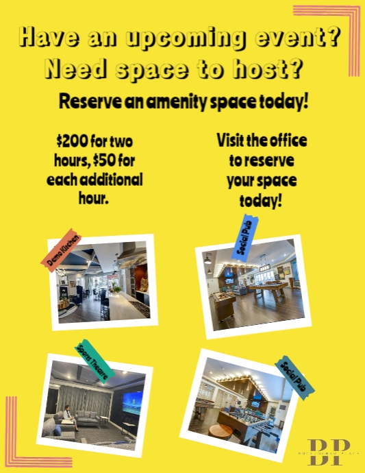 Amenity Space Rental Flyer | PosterMyWall