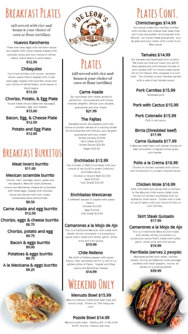 Tex-Mex menu front Screens | PosterMyWall