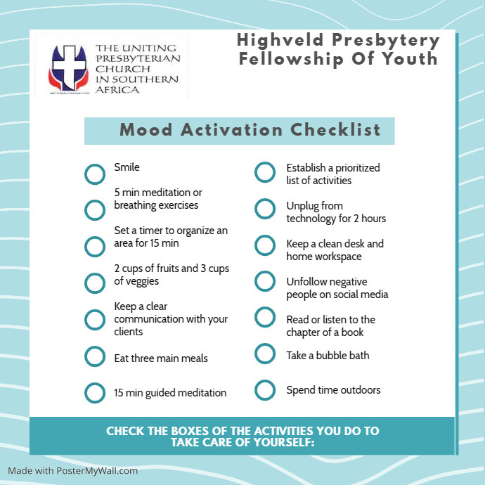 Copy of Cyan Self-care Checklist Template | PosterMyWall