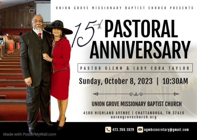 Copy of Beige Pastor Anniversary Postcard | PosterMyWall