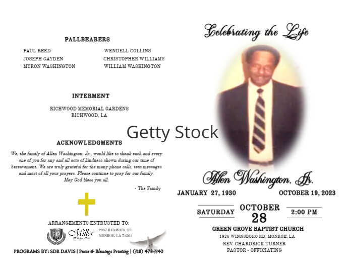 Celebration of Life for Allen Washington Jr102823 | PosterMyWall