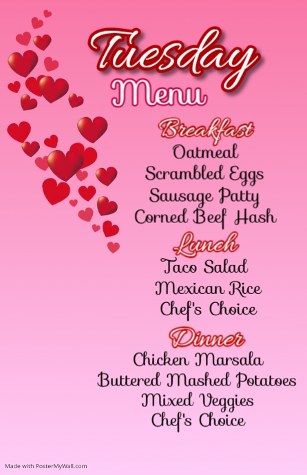 valentines day dinner Menu Template | PosterMyWall
