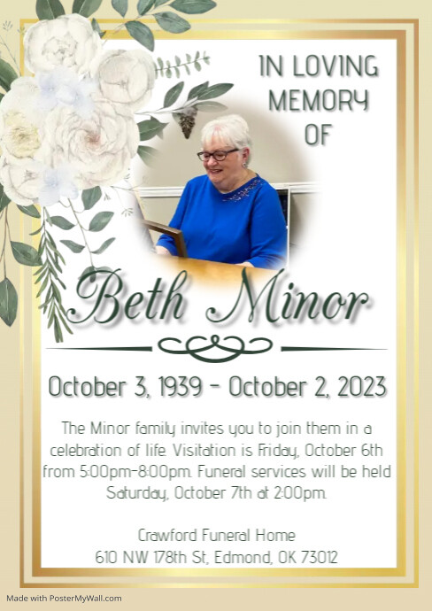 Obituary Funeral Poster Template | PosterMyWall