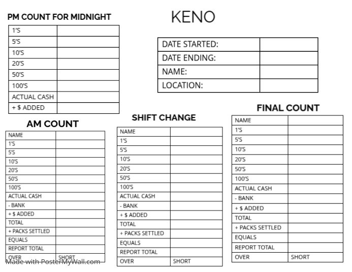 keno slips 11/19/23 new | PosterMyWall