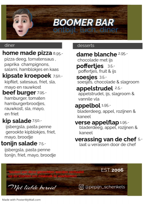 boomer bar diner en dessert | PosterMyWall