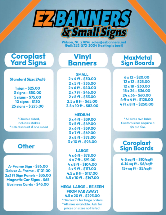 price list packages (1) | PosterMyWall
