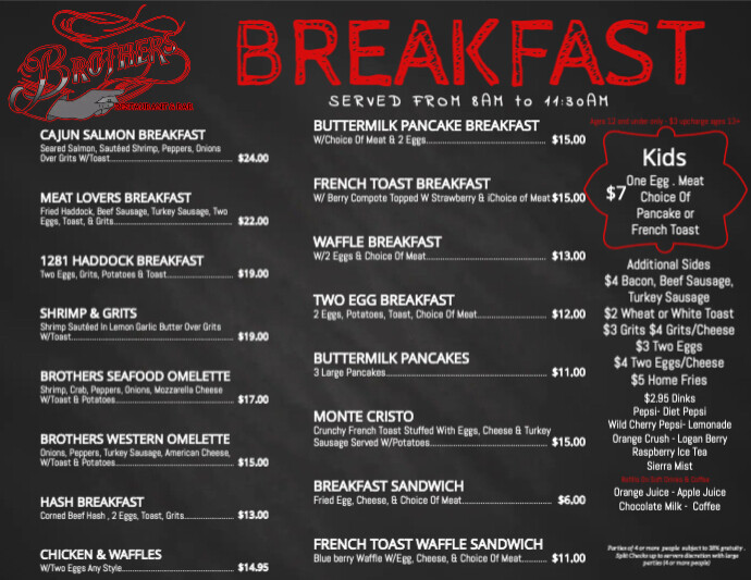 brothers restaurant menu | PosterMyWall