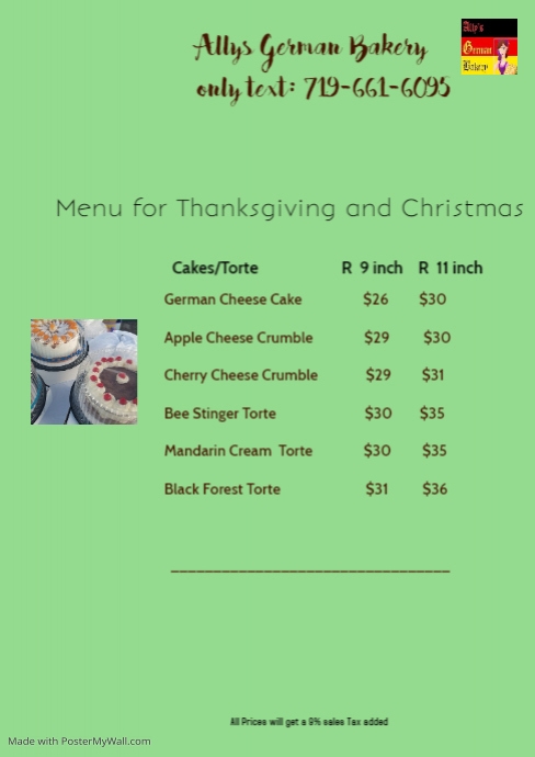 Copia de Copy of Bakery Price Pricing List Menu Offers Card | PosterMyWall