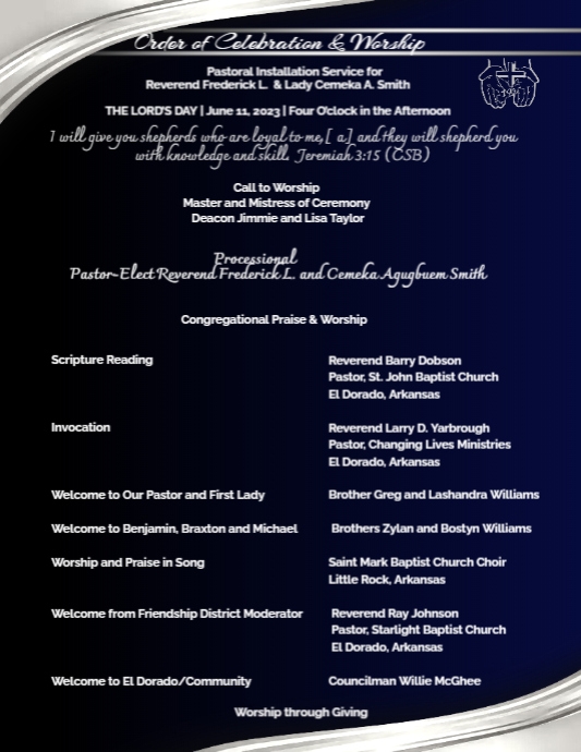 installation PAGE 4 order of service | PosterMyWall