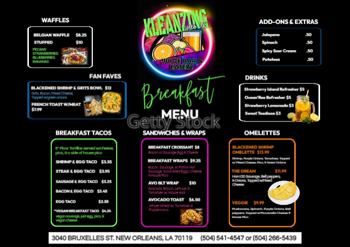 Copy of Kleanzing with K menu (breakfast) (1) | PosterMyWall