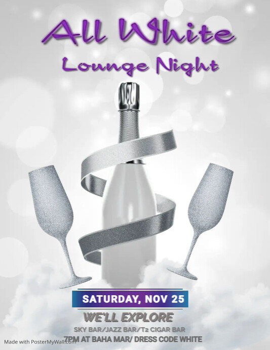 All White Party Flyer Design | PosterMyWall