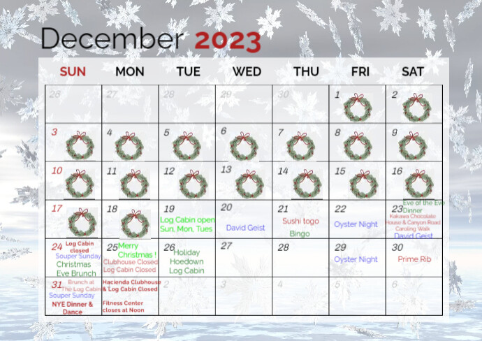 Printable calendar template 2023 december | PosterMyWall