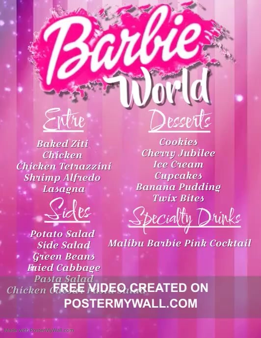 Barbie Party Flyer video | PosterMyWall