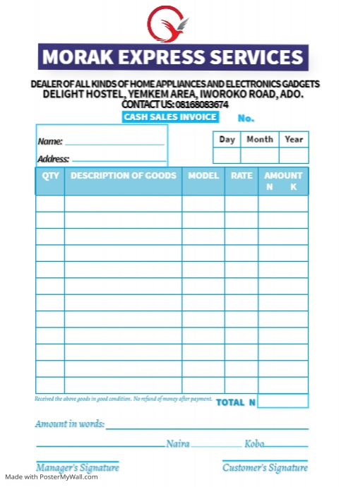 Copy of Sales receipt/invoice template | PosterMyWall