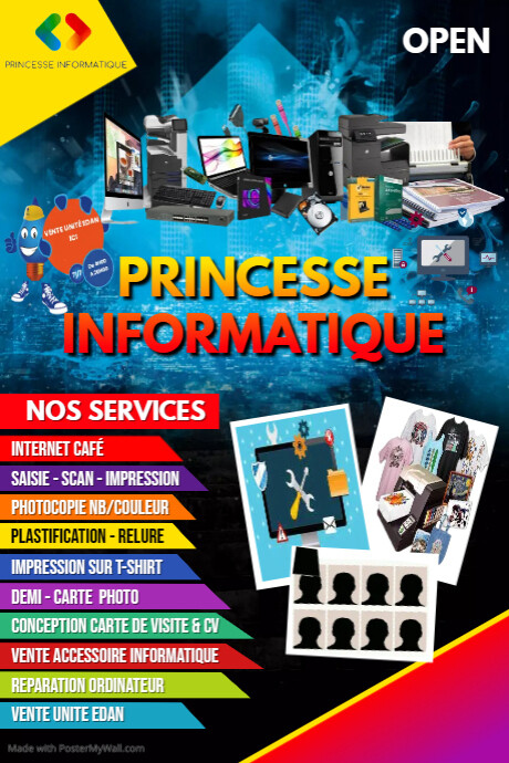 Blue Modern Cyber Cafe Services Flyer | PosterMyWall