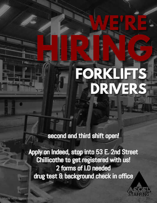we're hiring forklift drivers flyer | PosterMyWall