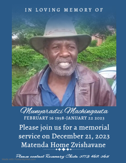 Blue colored obituary flyer template | PosterMyWall