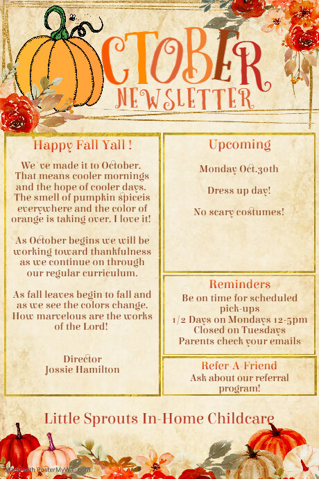 October Newsletter by Paula | PosterMyWall