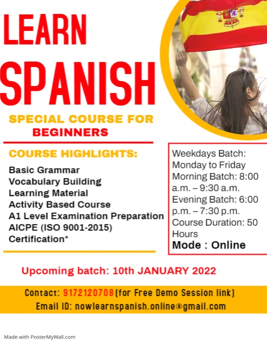 Copy of Spanish online school classes | PosterMyWall