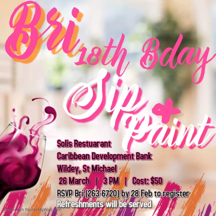 Copy of Bri Sip and Paint Flyer | PosterMyWall