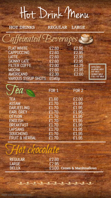 Coffee menu, menu, cafe menu | PosterMyWall