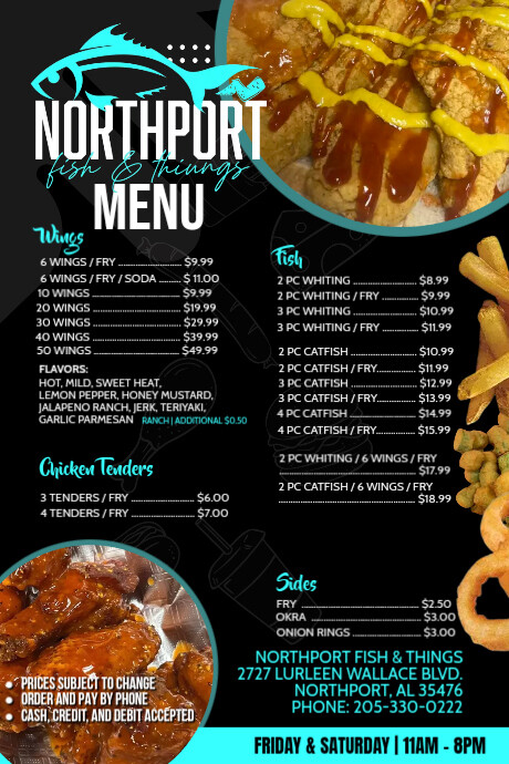 Northport Fish & Things Menu 4 x 6 | PosterMyWall