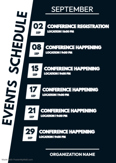 SEPTEMBER SCHEDULE TEMPLATE | PosterMyWall