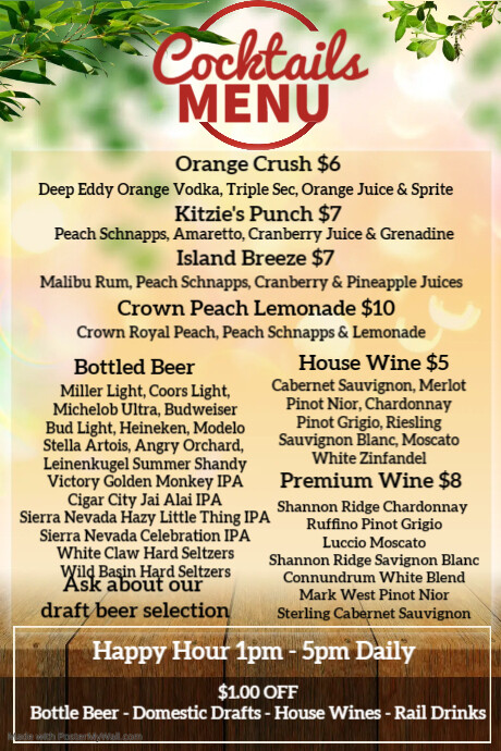 Cocktail Menu | PosterMyWall